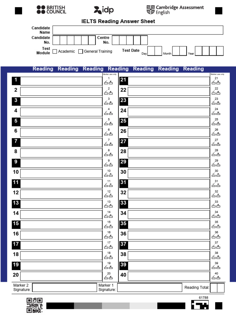 Ielts Academic Reading Sample Answer Sheet | PDF | Standardized Tests ...