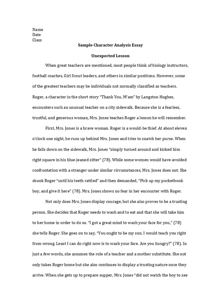 Character Analysis of Mrs. Jones | PDF