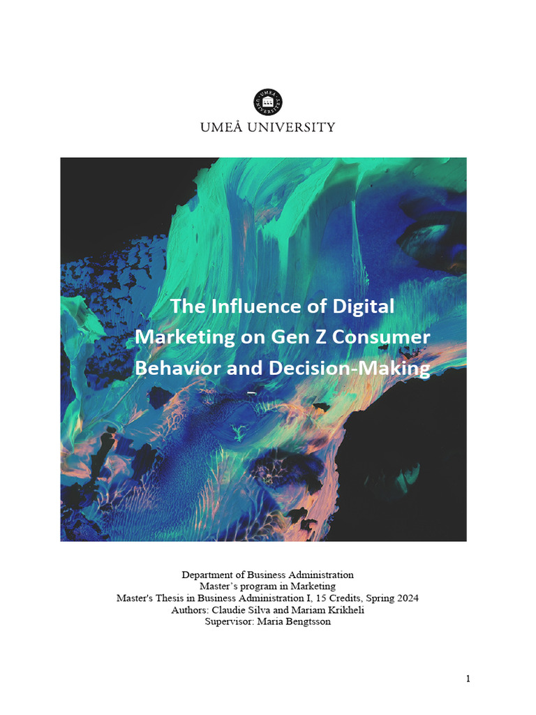 The Influence of Digital Marking On Gen Z Consumer Behavior and Decision Making | PDF | Digital ...