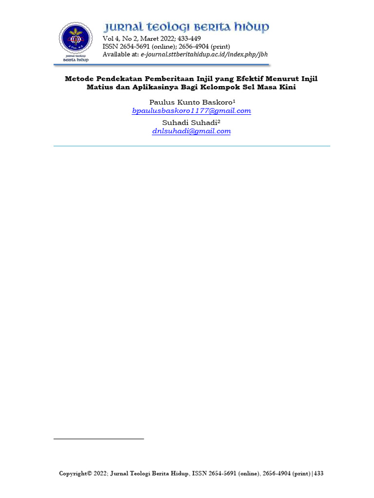 Metode Pendekatan Pemberitaan Injil Yang Efektif M | PDF