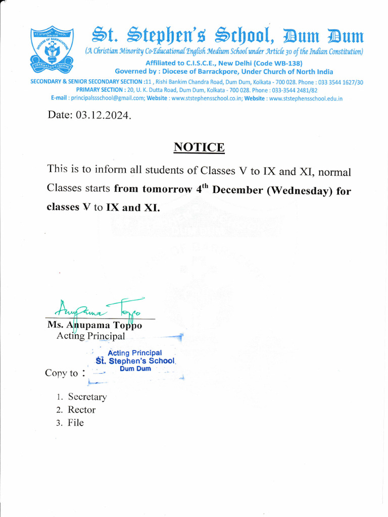 NOTICE For Normal Class 1234 | PDF