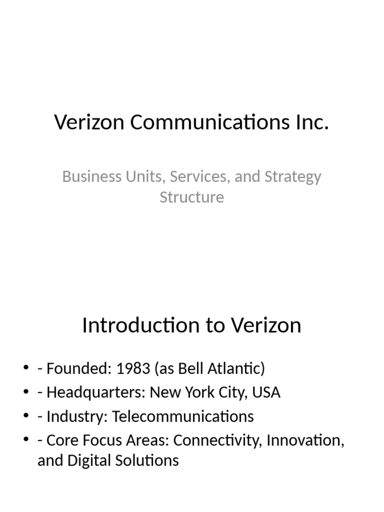 Verizon Enhanced Presentation | PDF