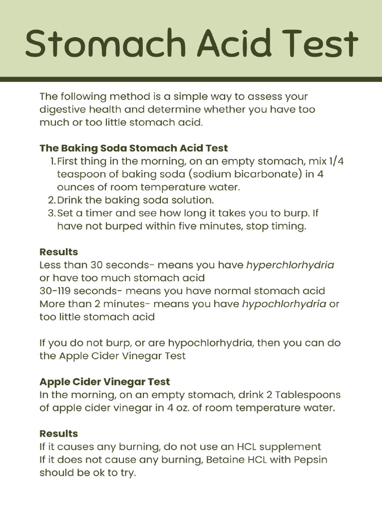 Stomach Acid Test | PDF
