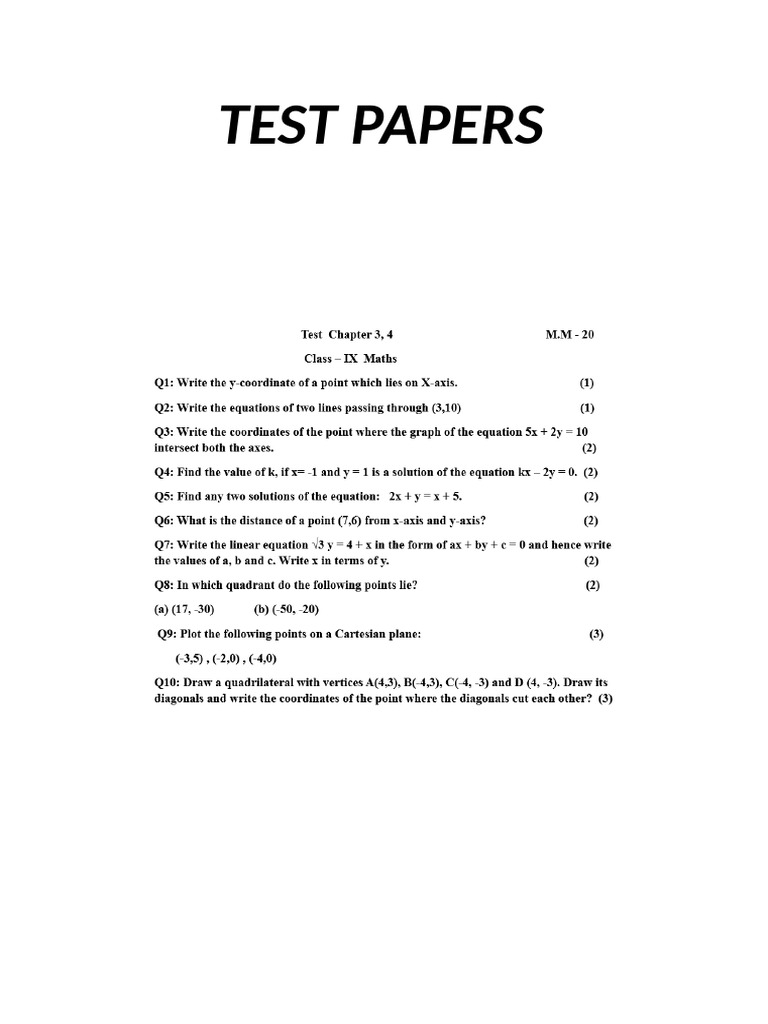 TEST PAPERS | PDF