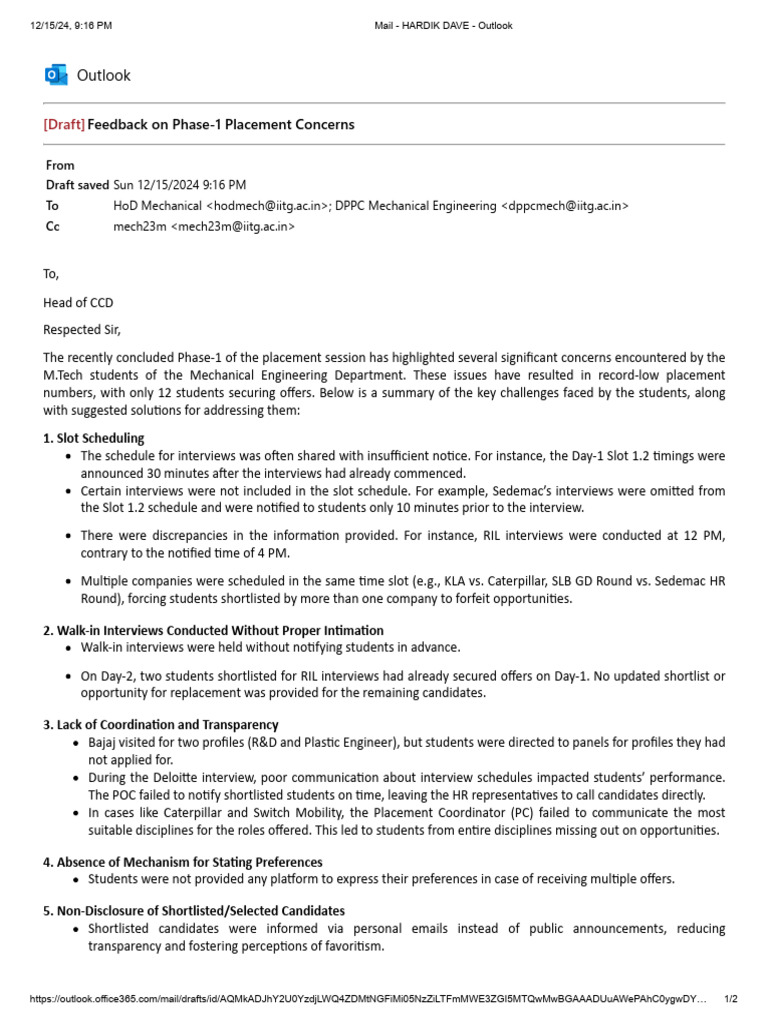 Mail - HARDIK DAVE - Outlook | PDF