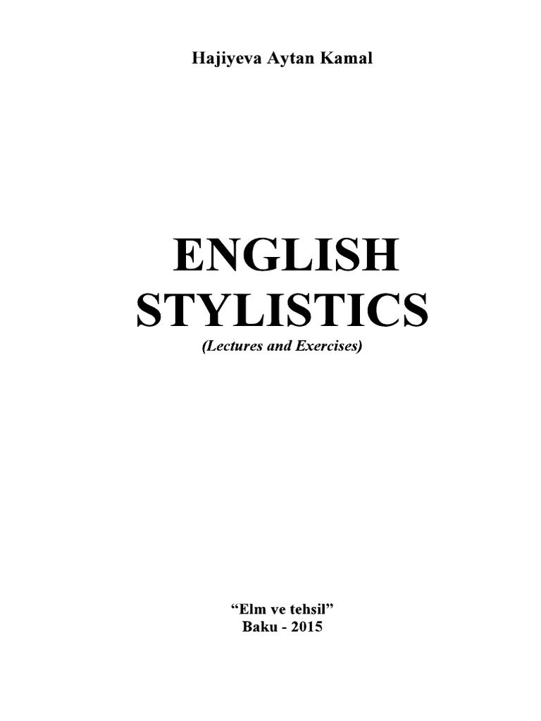 English Stylistics - Textbook | PDF