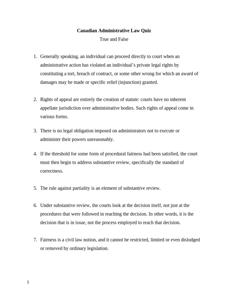 Canadian Administrative Law Quiz | PDF