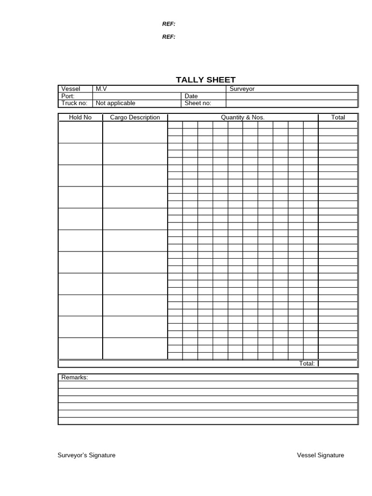 Cargo Tally Sheet Template | PDF