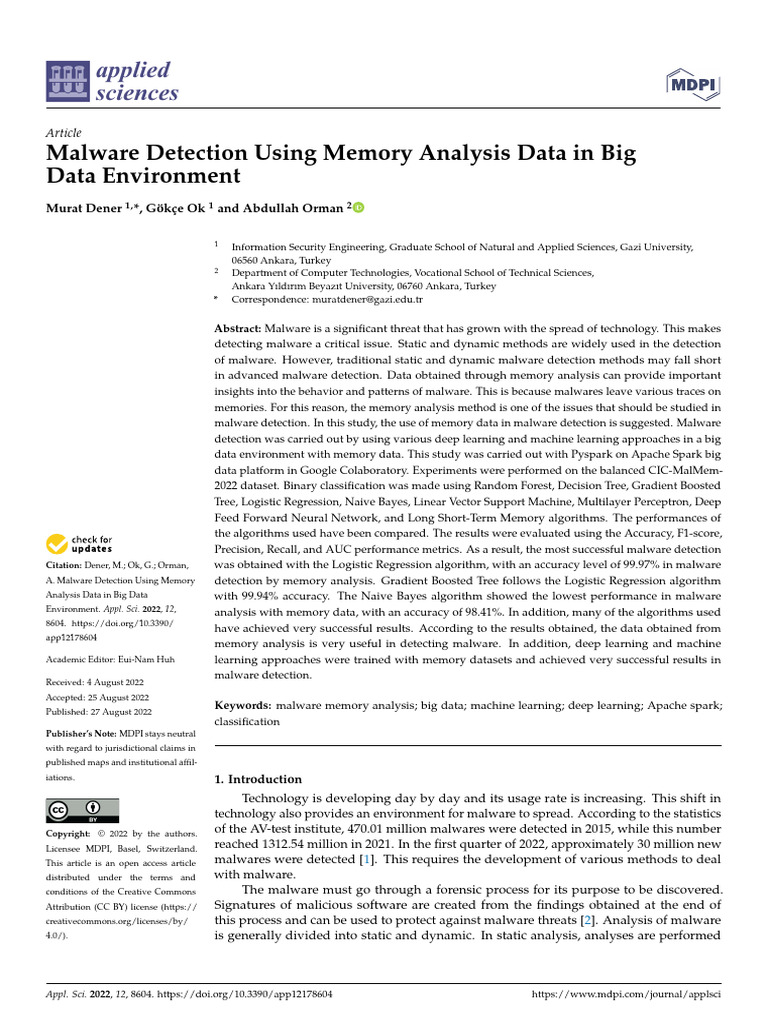 applsci-12-08604-v2 | PDF | Machine Learning | Malware