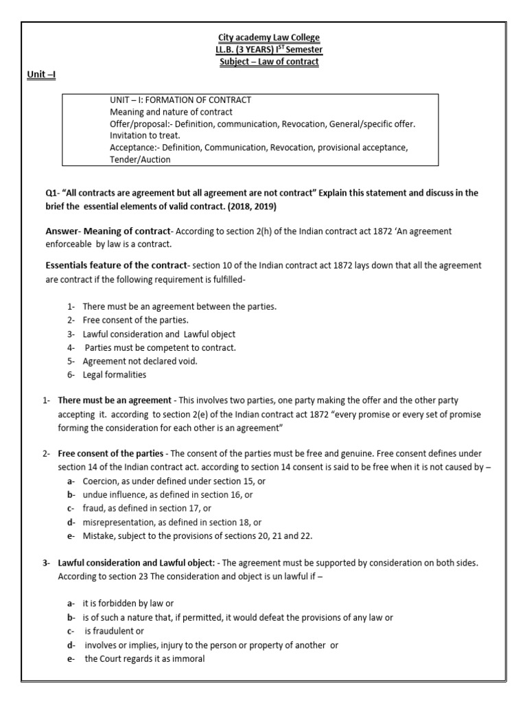 Law of Contract Complete Notes English | PDF | Damages | Liquidated Damages