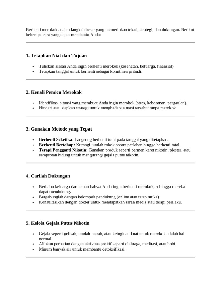 Berhenti Merokok Adalah Langkah Besar Yang Memerlukan Tekad | PDF