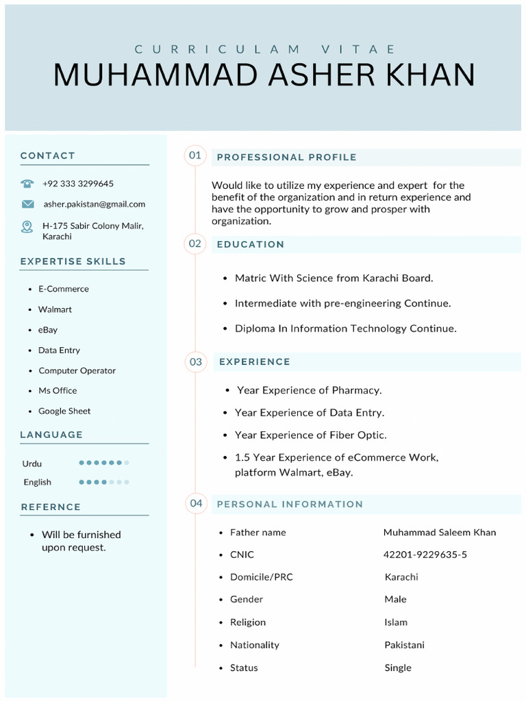 Resume Muhammad Asher Khan | PDF