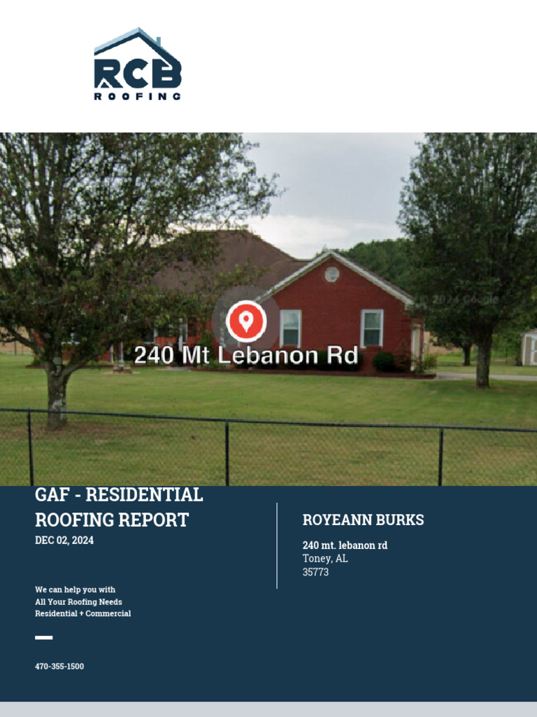 RCB Roofing - GAF - Residential Roofing Report - Royeann Burks - 240 Mt. Lebanon RD | PDF | Roof ...