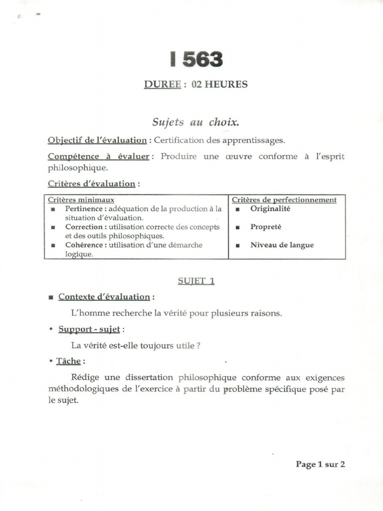 Sujet Bac 2024 Serie C-D Philosophie | PDF