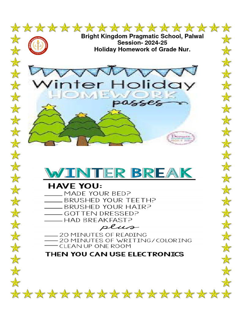 Grade Nur. Winter Break Holiday Homework... | PDF