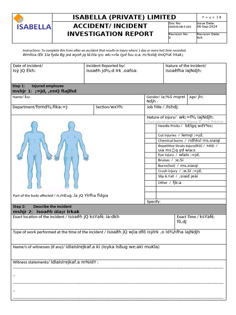 Accident Investigation Report Template | PDF | Occupational Safety And ...