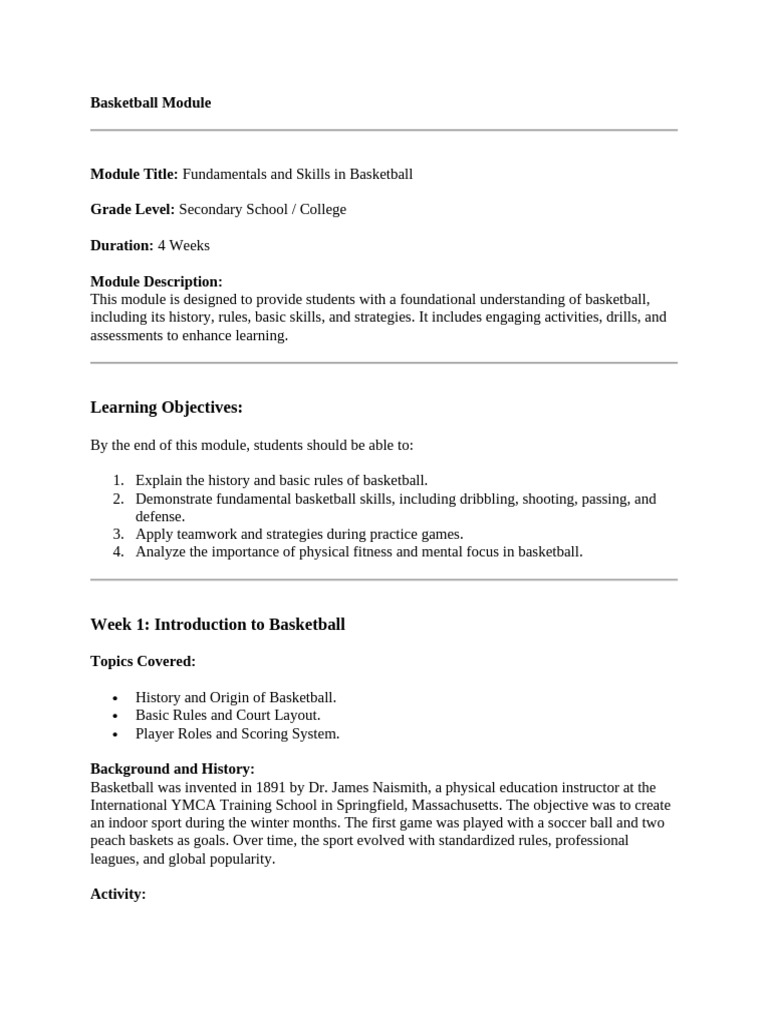 Basketball Module | PDF