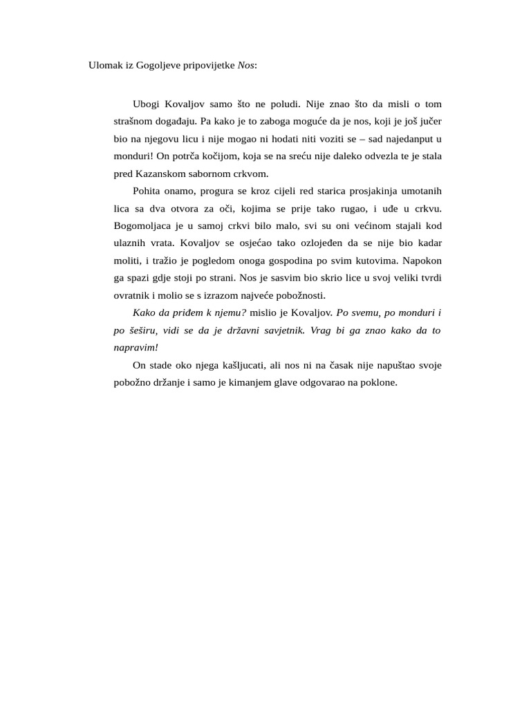 Gogolj, Nos (Ulomak) | PDF