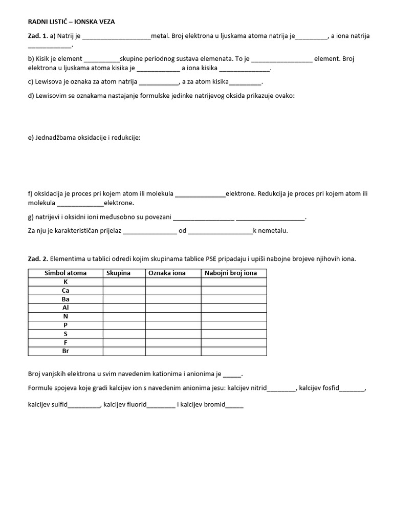 Radni Listić 1 | PDF