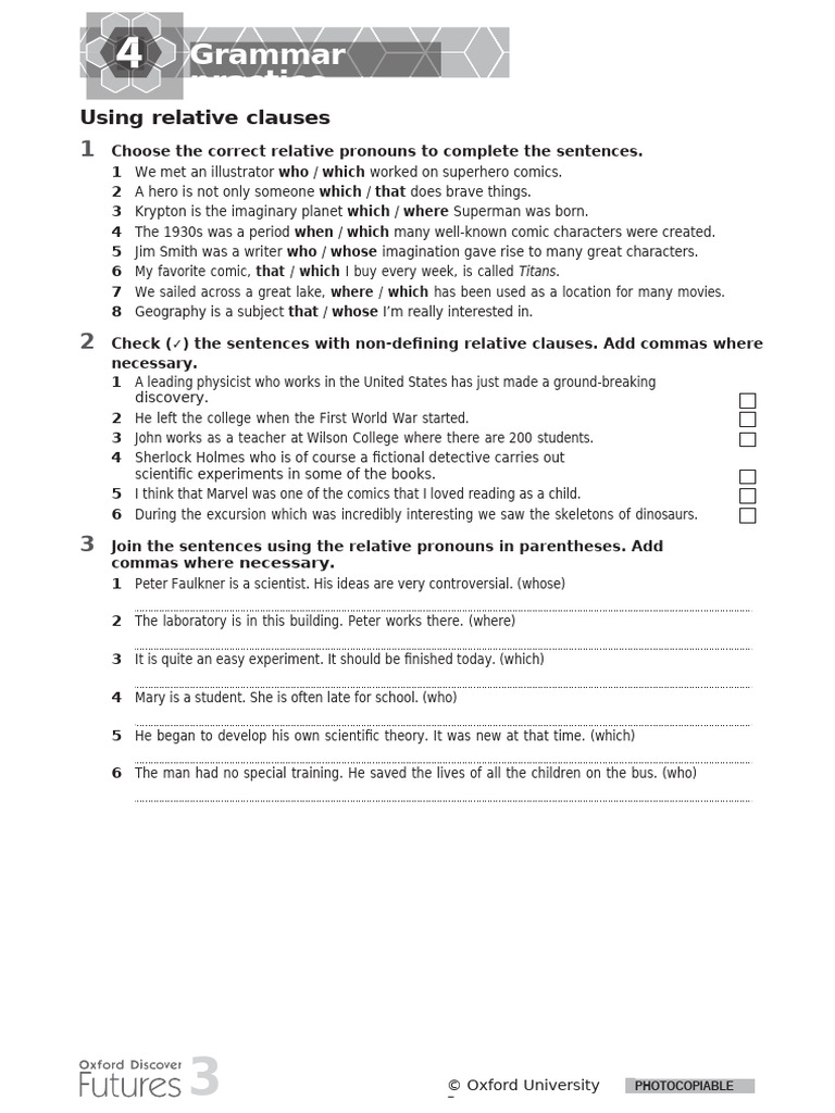 Mastering Relative Clauses Exercises | PDF