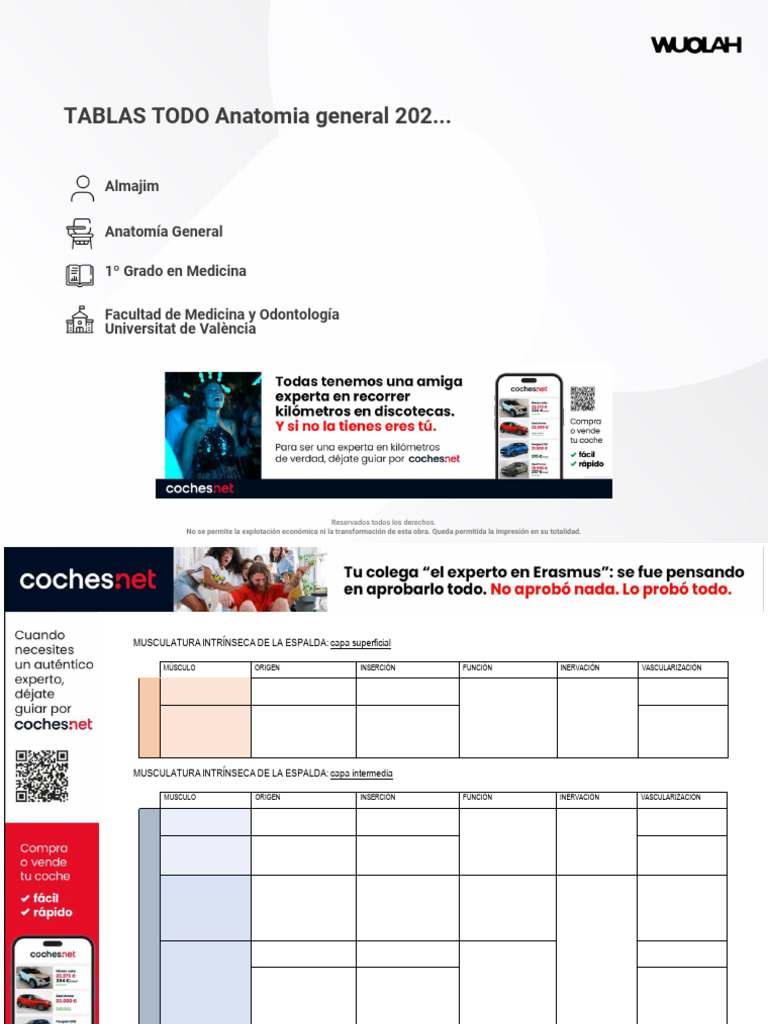 wuolah-free-TABLAS TODO Anatomía General 2021-2022 | PDF | La columna vertebral | Articulación