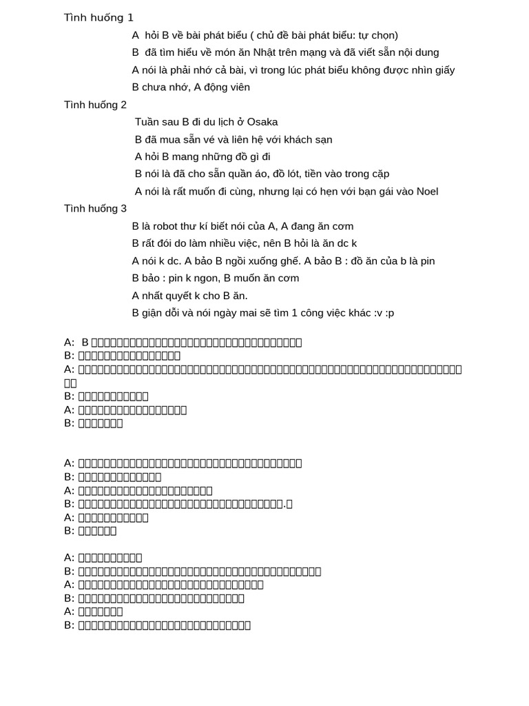 Tình Huống Kaiwa N4 | PDF