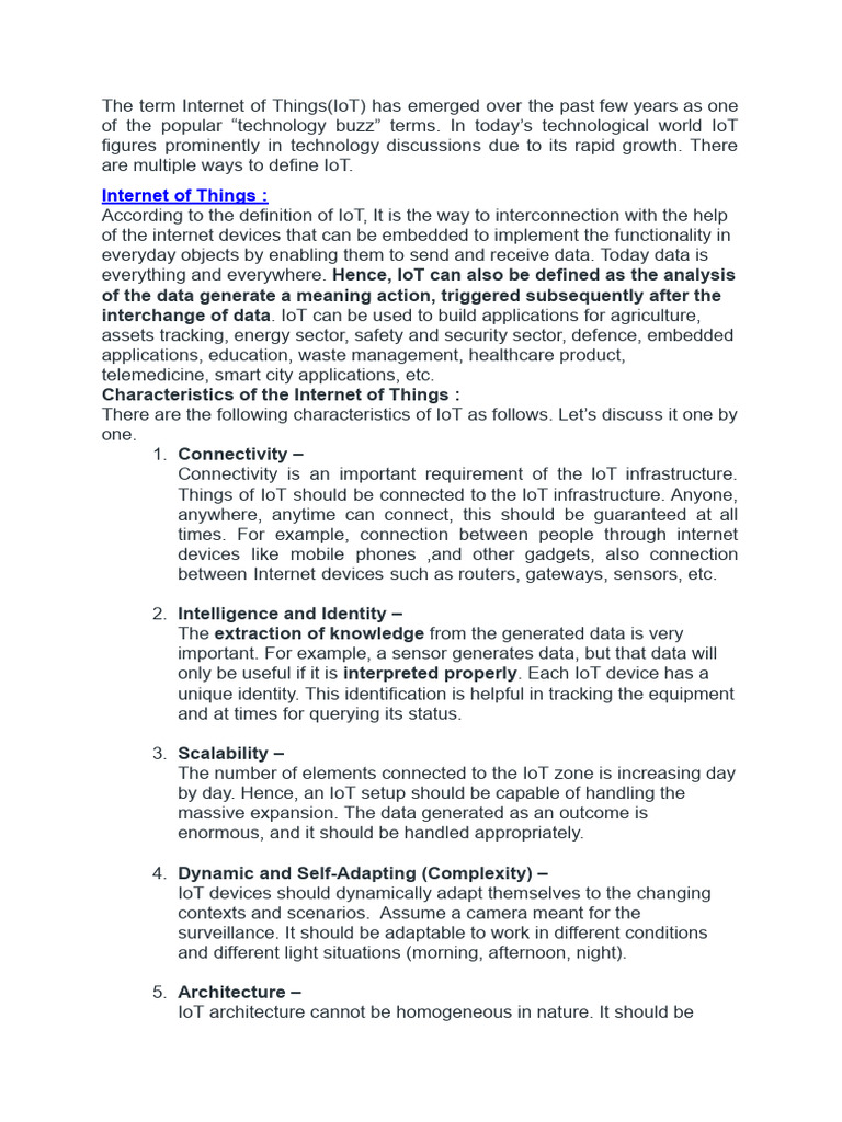 Charcteristics of Internet of Things | PDF | Internet Of Things | Internet