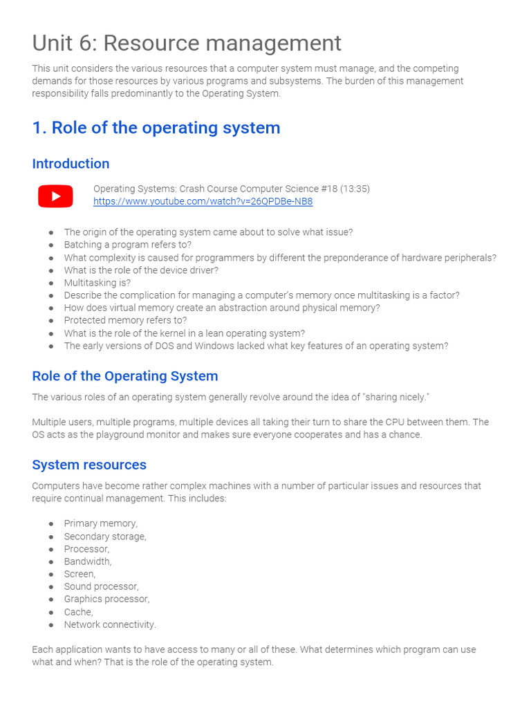 unit-6-resource-management | PDF | Operating System | Process (Computing)