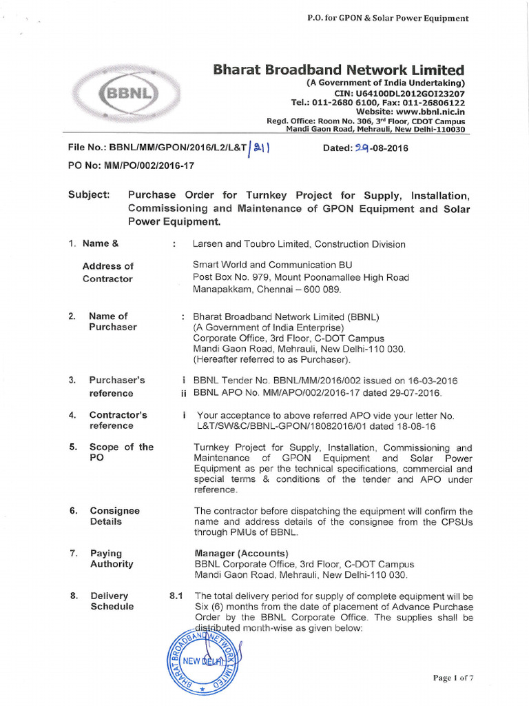 Complete PO Copy of L&T | PDF