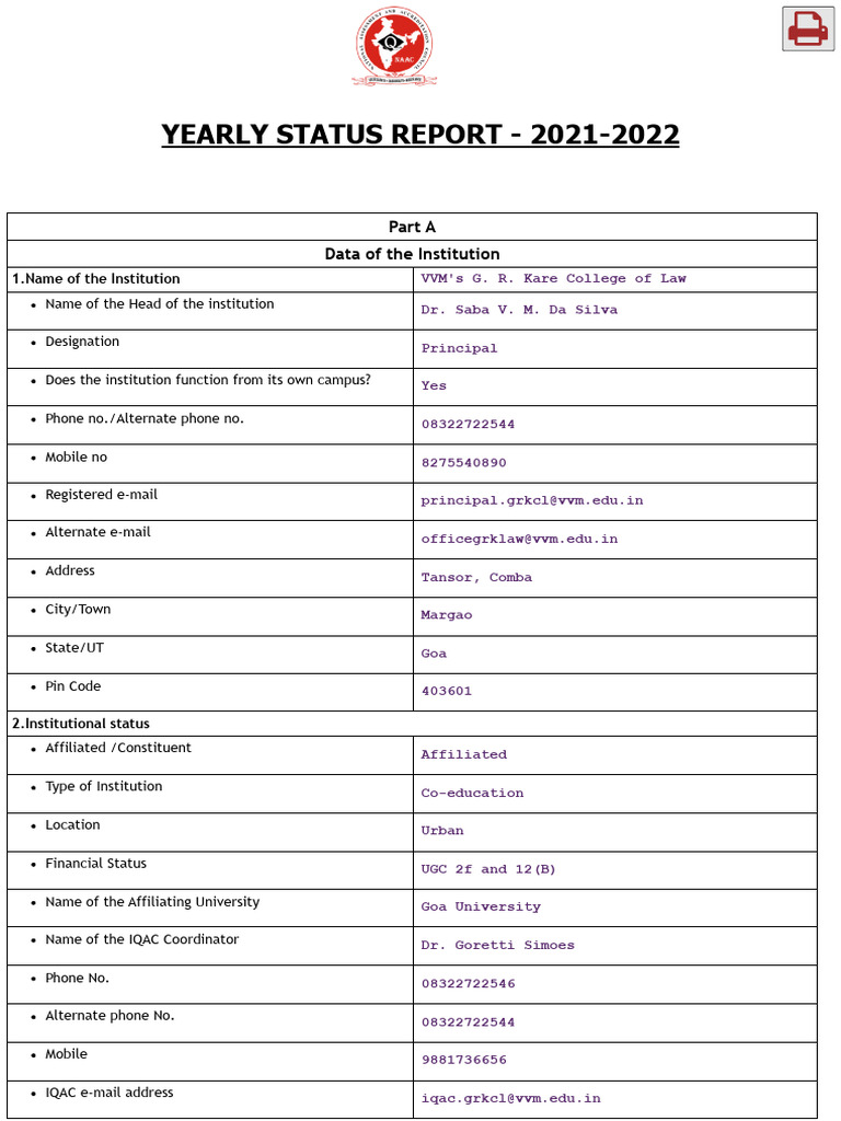 FORMATE 1 AQAR-2021_22 | PDF | Educational Technology | Learning