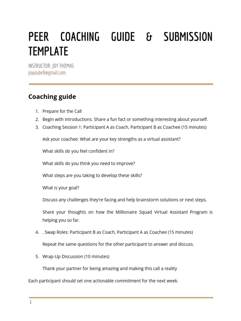Peer Coaching Guide and Submission Template | PDF