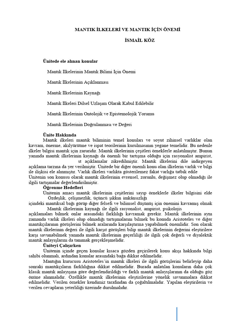 Mantik İlkeleri̇ | PDF
