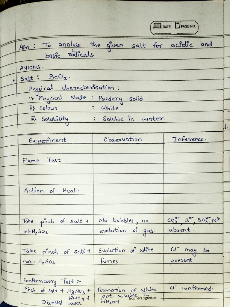 Salt analysis practical | PDF