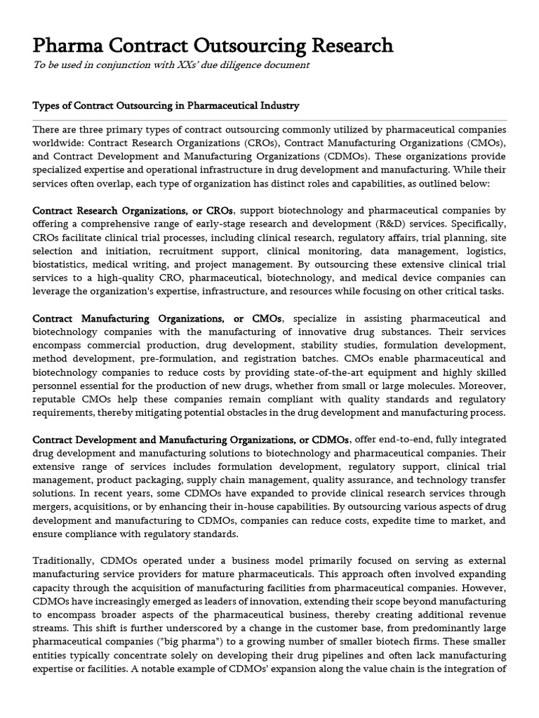 Pharma Contract Manufacturing Research | PDF | Clinical Trial ...