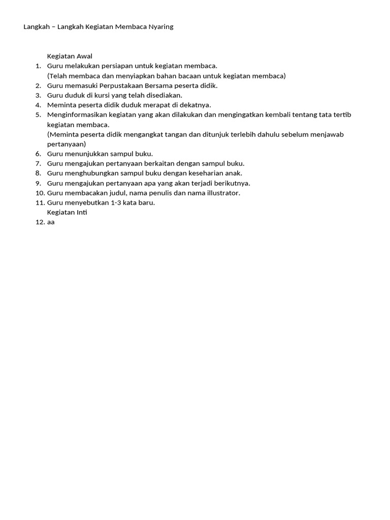Langkah membaca nyaring | PDF