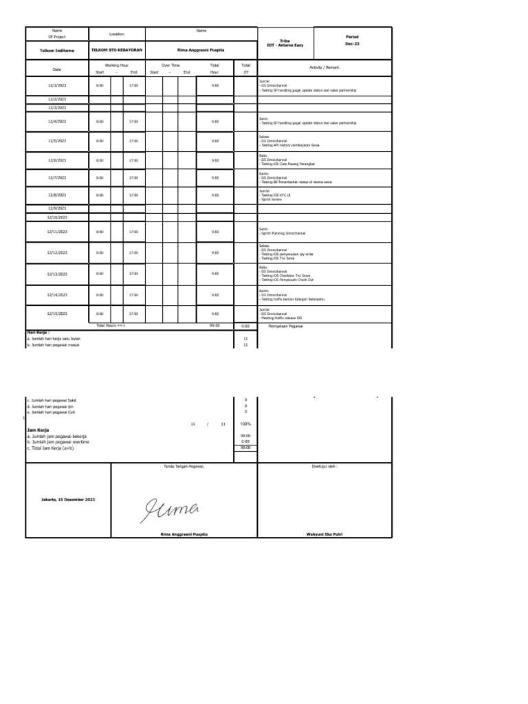 Timesheet - Dec 2023 | PDF