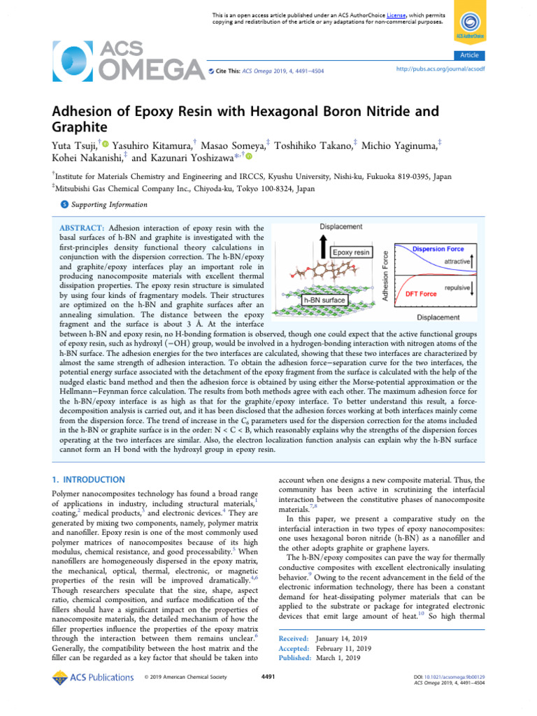 Adhesion of Epoxy Resin With Hexagonal Boron Nitri | PDF | Epoxy | Adhesion