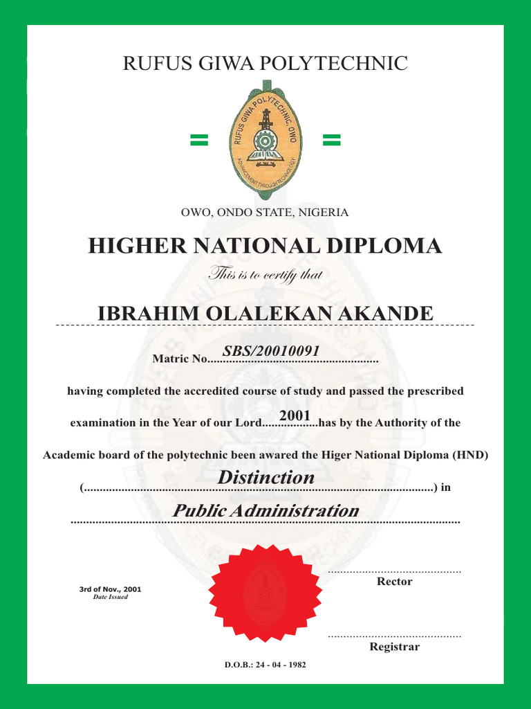 HND Certificate in Public Administration | PDF