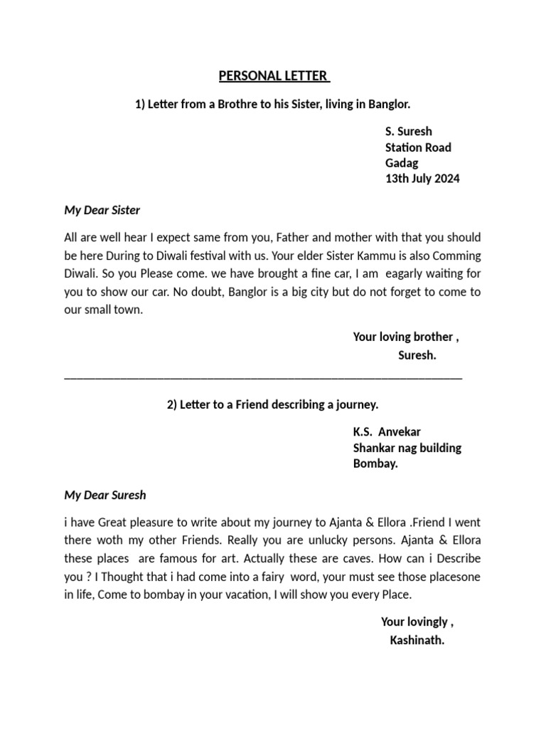 Personal Letter 01 | PDF
