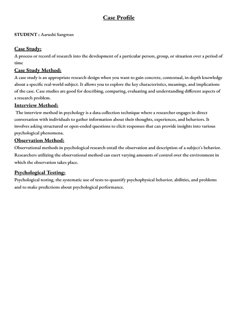 Case Profile. | PDF | Motivation | Motivational