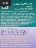 Aunt Jennifer's Tigers: A Poetic Analysis | PDF | Marriage | Poetry