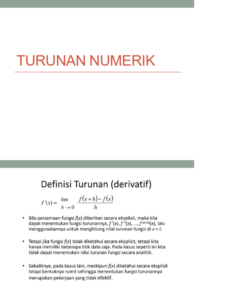 Materi Turunan Diferensiasi Numerik | PDF
