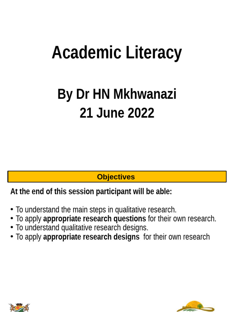 Academic Literacy 21 June 2022 FINAL A | PDF | Qualitative Research ...