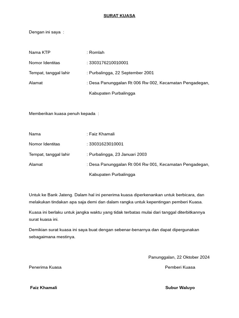 Surat Kuasa PNM | PDF