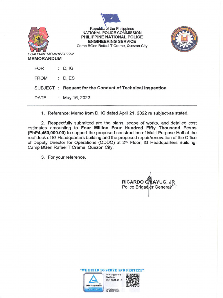 Conduct Tech. Inspection at IG | PDF