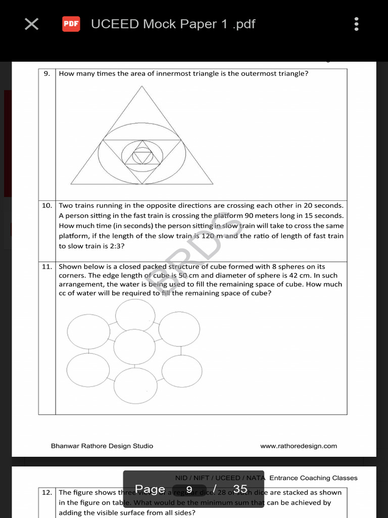 UCEED Mock Paper 1 Overview | PDF