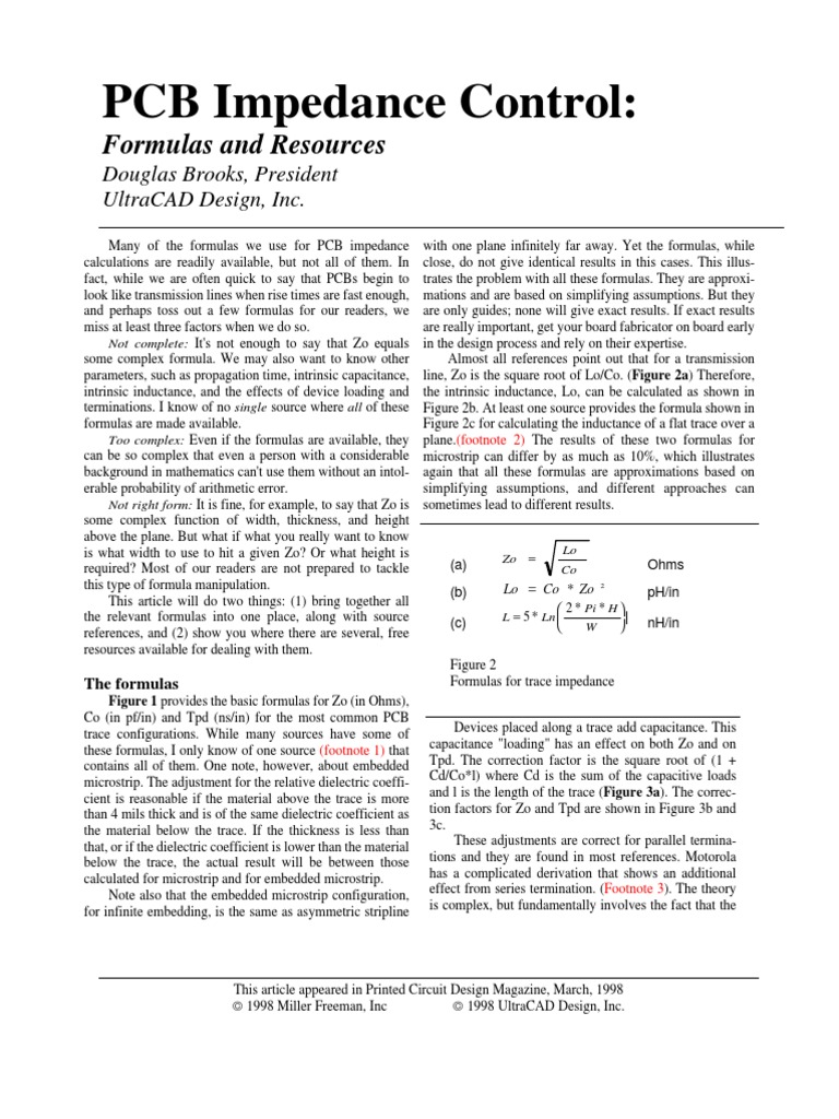 PCB Impedance Control:: Formulas and Resources | Download Free PDF ...