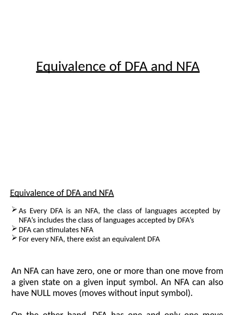 class 6 Equivalence of DFA and NFA | PDF | Algorithms | Theoretical ... class 6 Equivalence of DFA and NFA | PDF | Algorithms | Theoretical ...