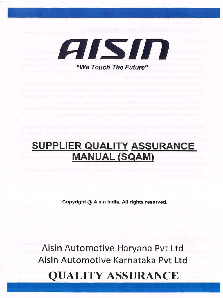 AISIN India SQAM Rev 01 | PDF