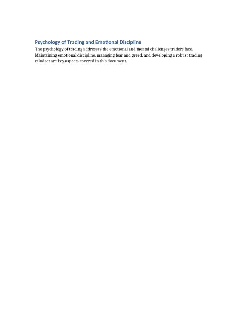 Psychology of Trading and Emotional Discipline | PDF